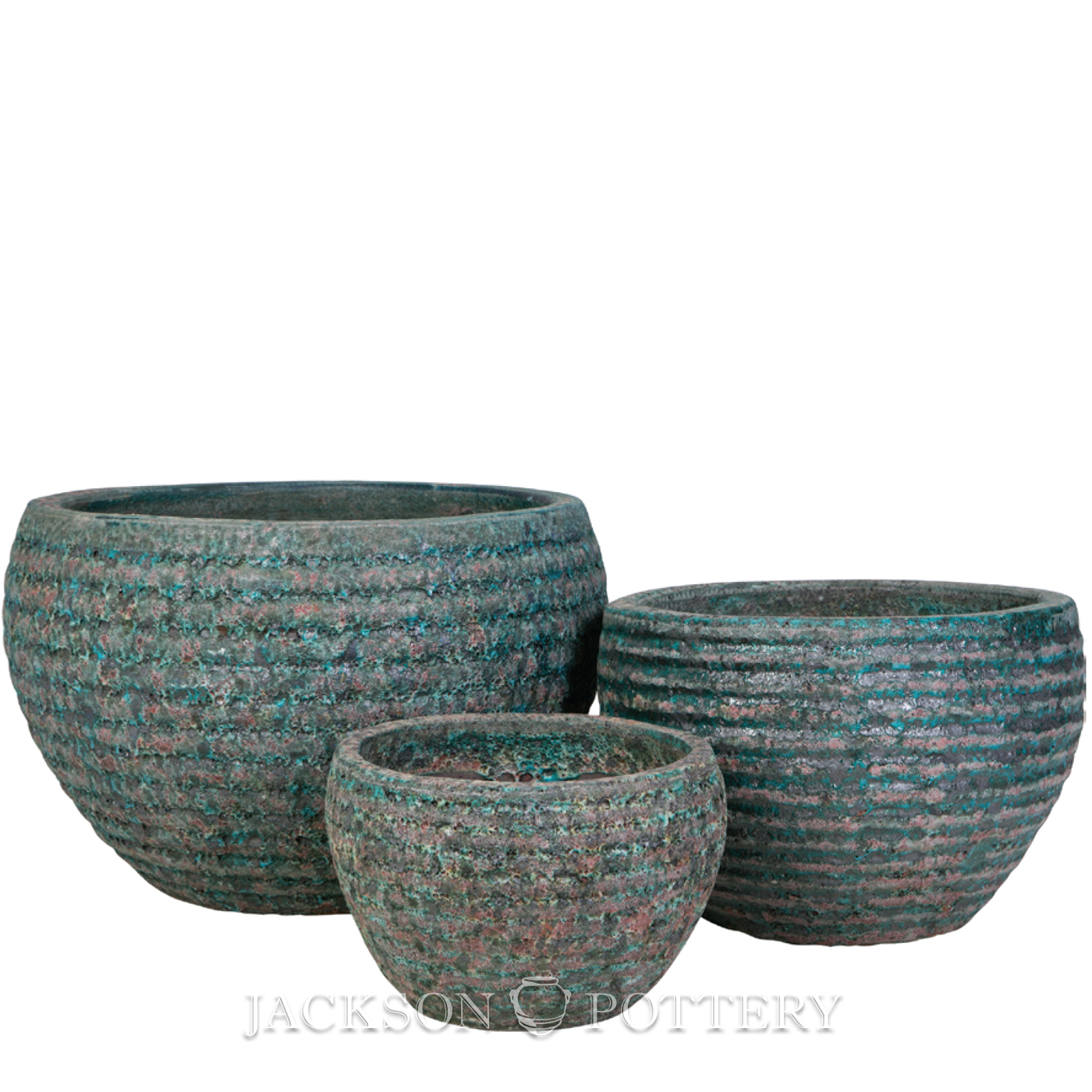 Jackson Pottery | Oneida Planter Set of 3 A,B,C - Shoreline Blue
